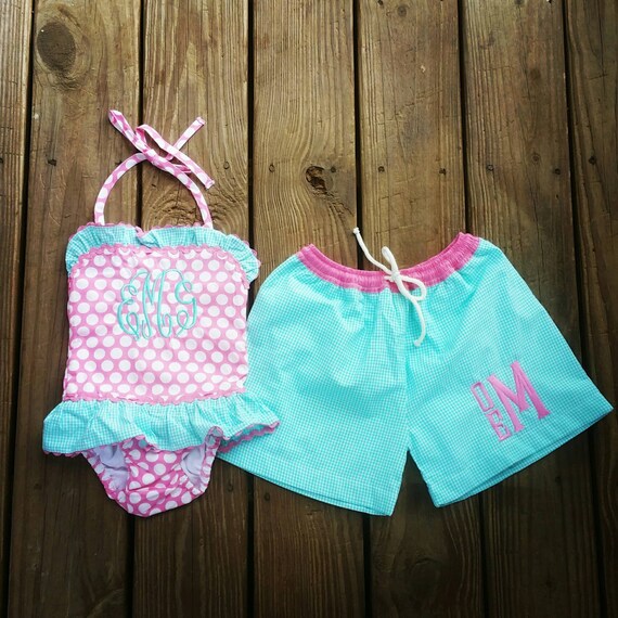 Items similar to Boys/Girls Matching Swimsuits/Brother Sister Swimsuits ...