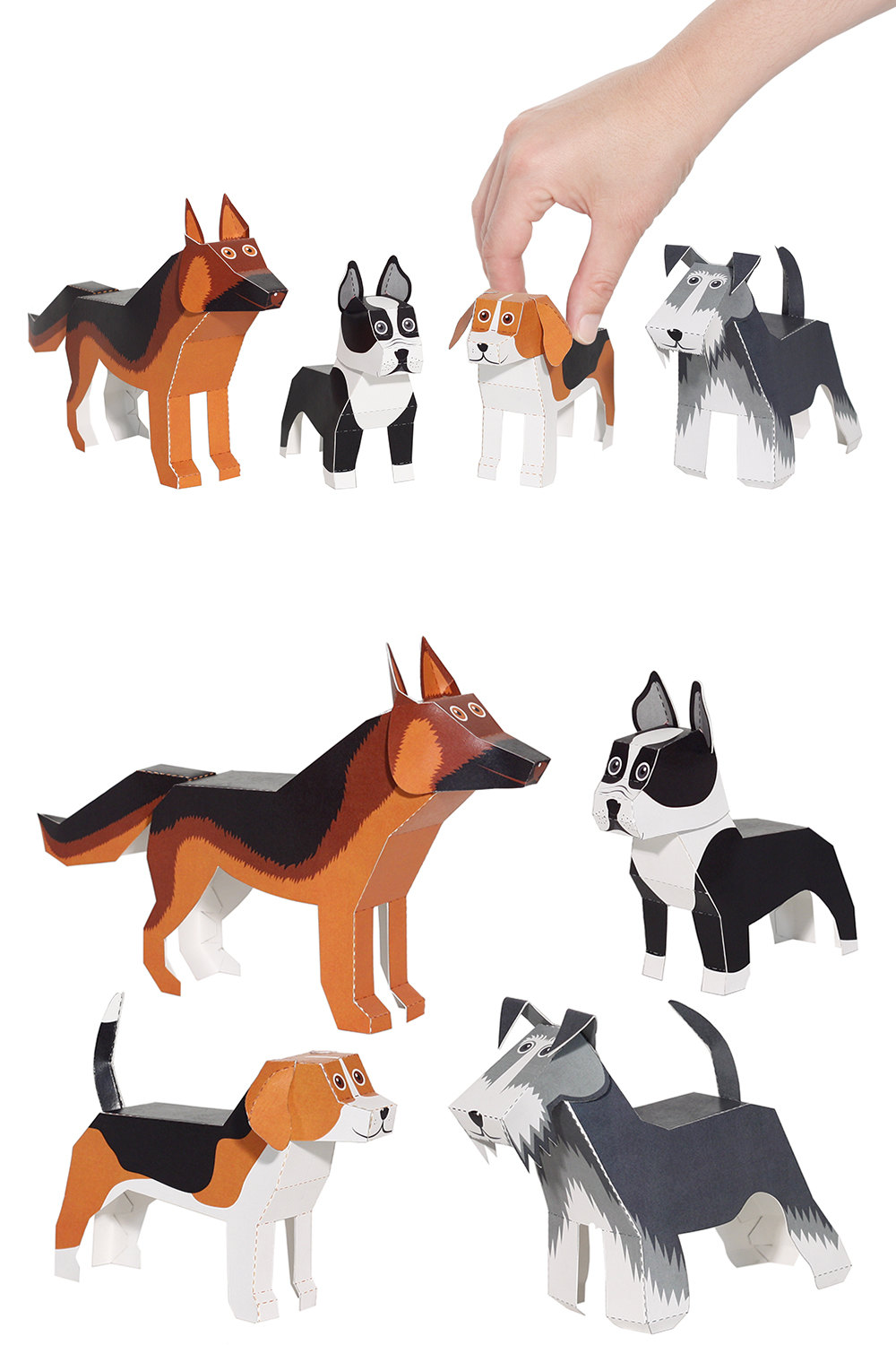 Dogs Paper Toys DIY Paper Craft Kit 3D Paper Animals 4