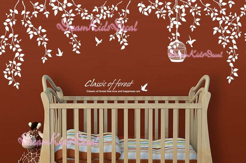 Nursery wall decal baby girl and name wall decals flowers wall