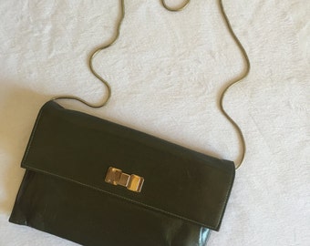 Apple Green Knitted Leather Clutch Purse Bag