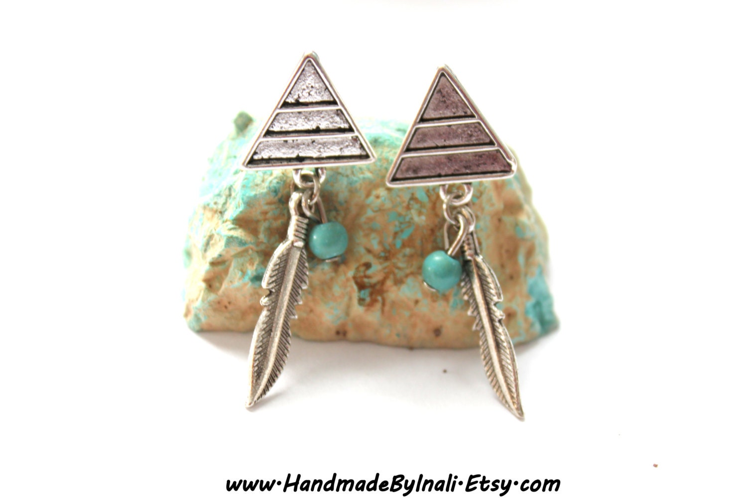Triangle shape Mountain Native American Style Turquoise and