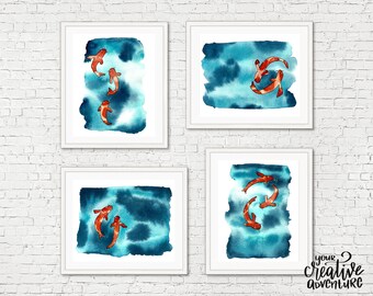 Koi fish art | Etsy