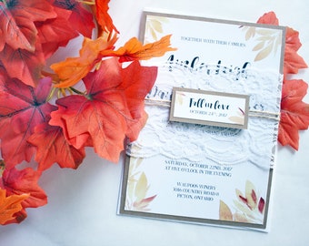 Fall Wedding Invitations Autumn Wedding Invitations leaf