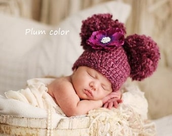 Newborn pom pom hat | Etsy