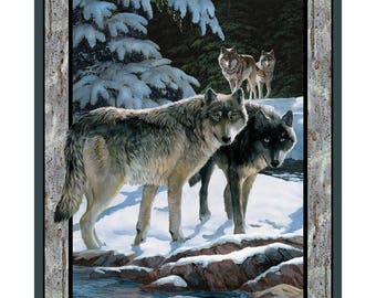 Wolf fabric panel | Etsy