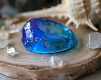 Blue resin ring | Etsy