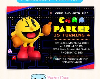 Pacman invitations | Etsy