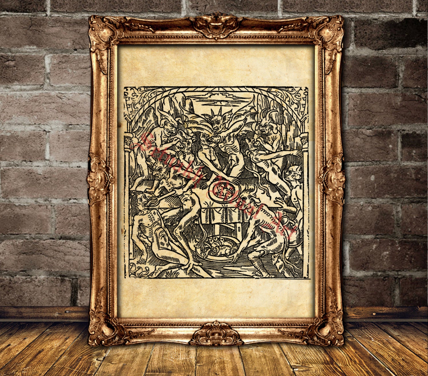 Devil poster witch art print satanic poster occult home