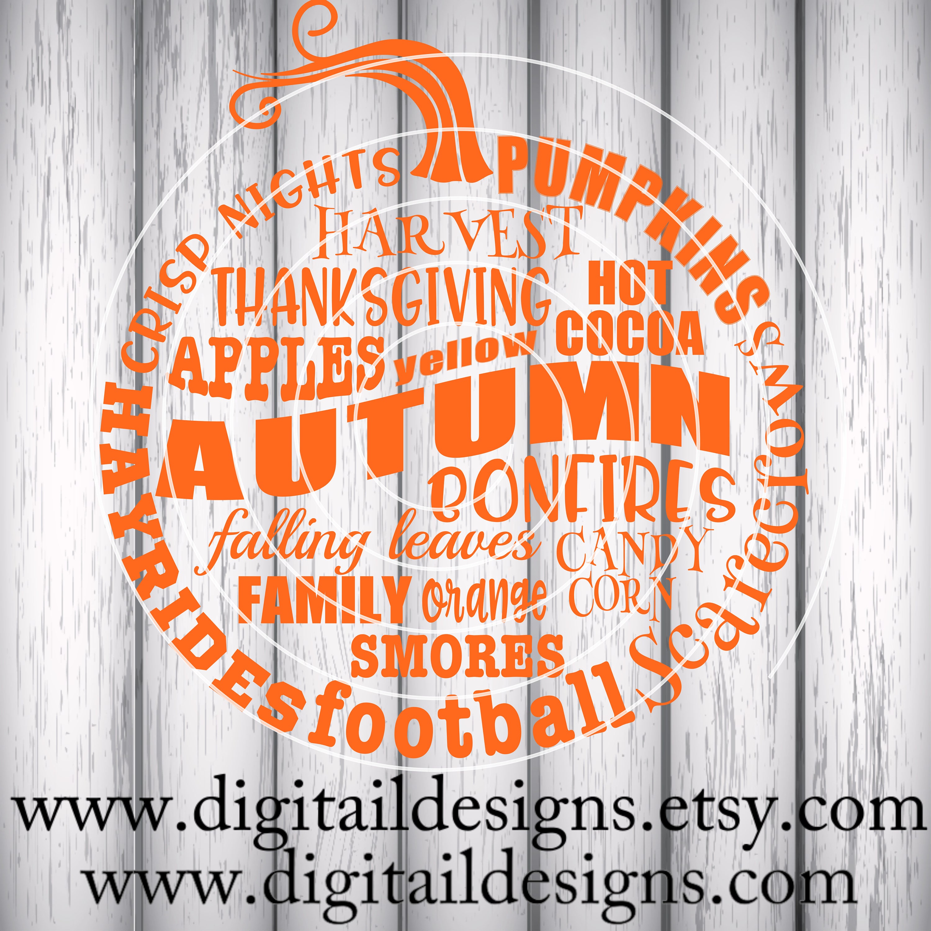Pumpkin Wordart SVG Dxf Png Eps Fcm Ai Silhouette
