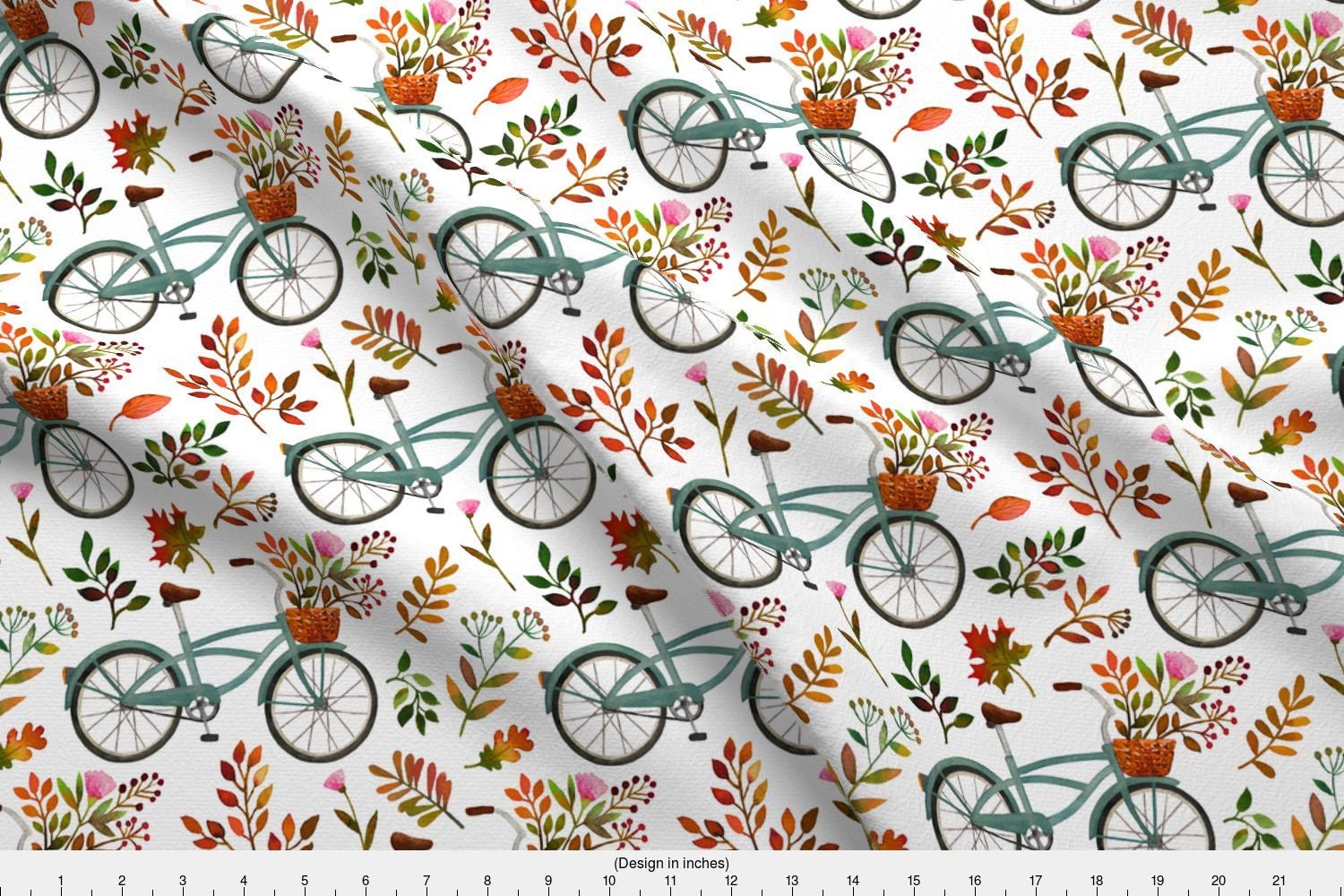 Fall Bicycle Fabric Autumn Bike Ride By Mirabelleprint Fall