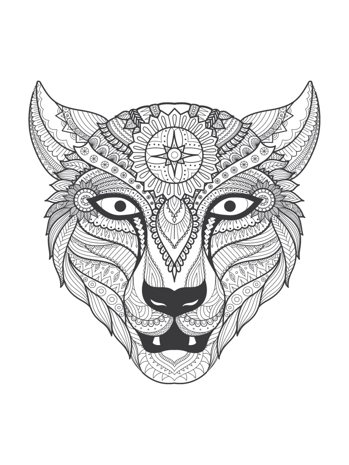 Tiger Zentangle digital colouring sheet