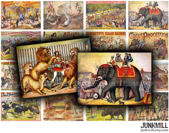 BIG TOP Digital Printable Collage Sheet Vintage Circus