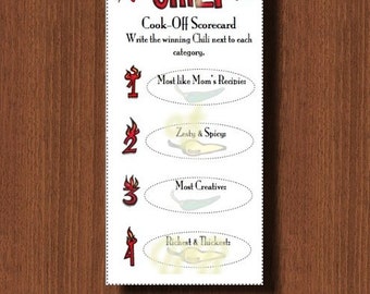 Chili Cook Off Score Cards Chili Cook Off Judges Score Cards