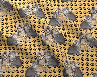 Cat print fabric | Etsy