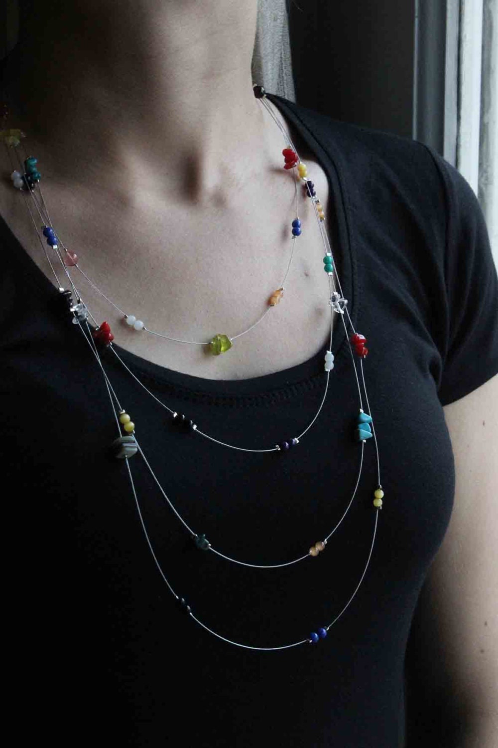 Multicolour Necklace colorful gems Perfect for Spring Summer