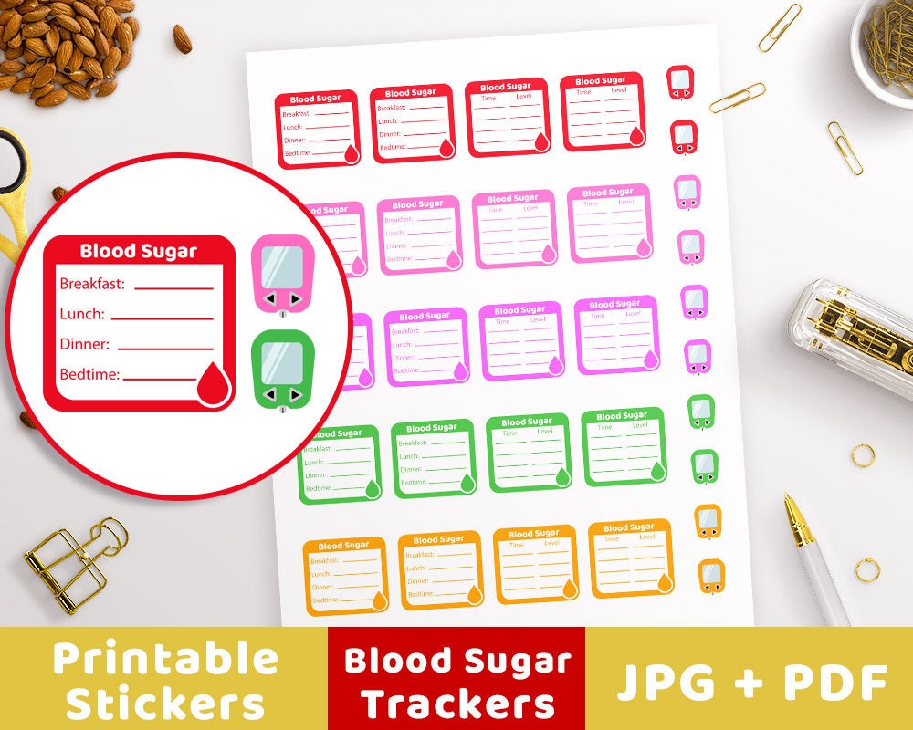 Blood Sugar Tracker Stickers Glucose Monitor Sticker