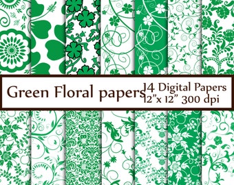 Red Floral digital paper: FLORAL PAPERS Floral