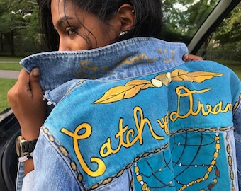 Hand painted denim | Etsy