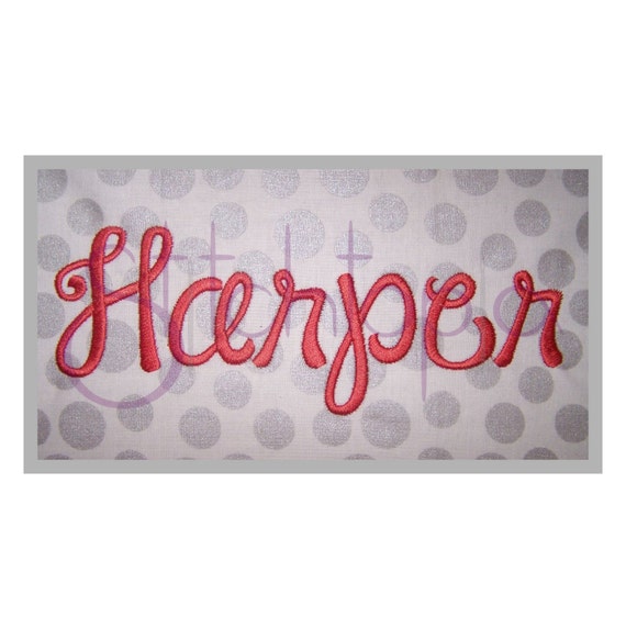 Harper Embroidery Font Set 1 2 3 Happy