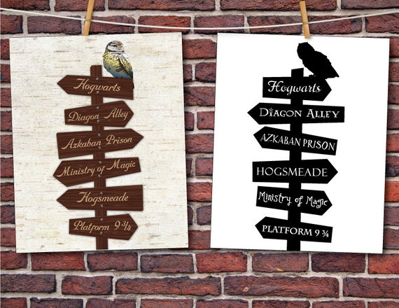 Items similar to Harry Potter Print, Harry Potter 8" x 10" Sign Post ...