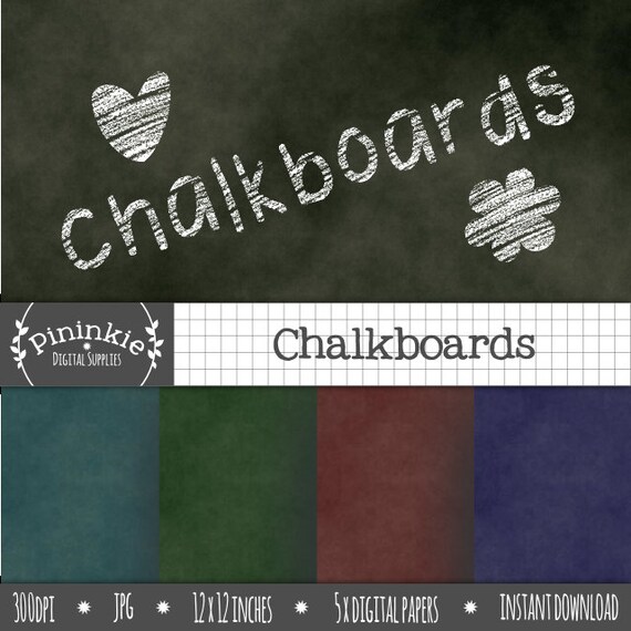 Chalkboards Digital Paper INSTANT DOWNLOAD Back to School