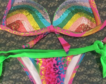 Rainbow bikini | Etsy