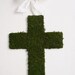 Moss Covered 18 Inch Wooden Cross Door Wreath WEDDING BAPTISM