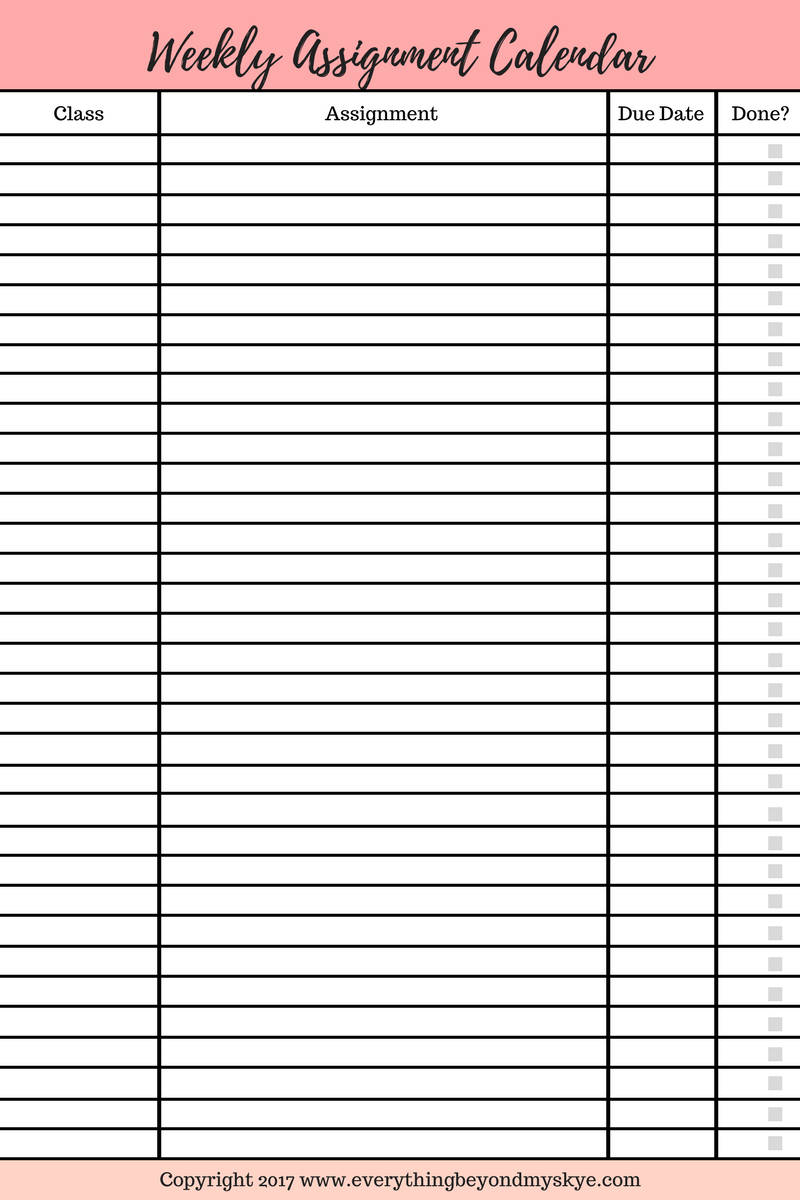 Gutsy Assignment Tracker Printable Vargas Blog