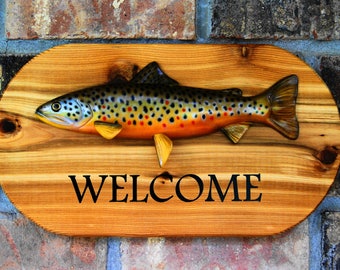 Brown trout art | Etsy