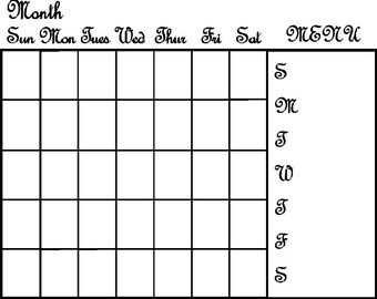 Weekly Calendar Vinyl Decal for Dry Erase board or frame 16 x