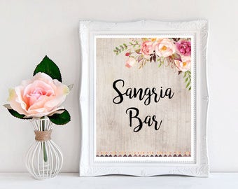 Sangria bar sign Party Sangria Sign Wedding Drink Sign Sangria