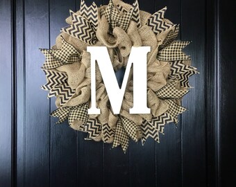 Monogram wreath | Etsy