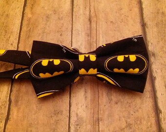 batman bowtie black textured faux leather Batman bow tie bat