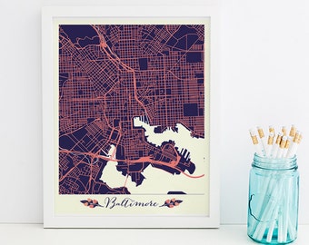 Baltimore Map Art Baltimore Art Print Baltimore Neighborhood