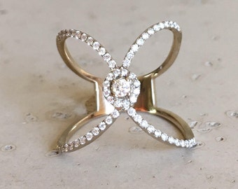 Diamond x ring | Etsy