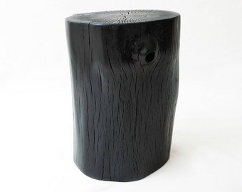 Red oak tree stump end table