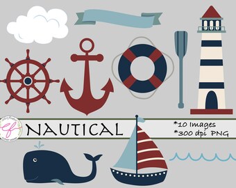 Nautical Clipart Summer Anchor Whale Sailboat Octopus