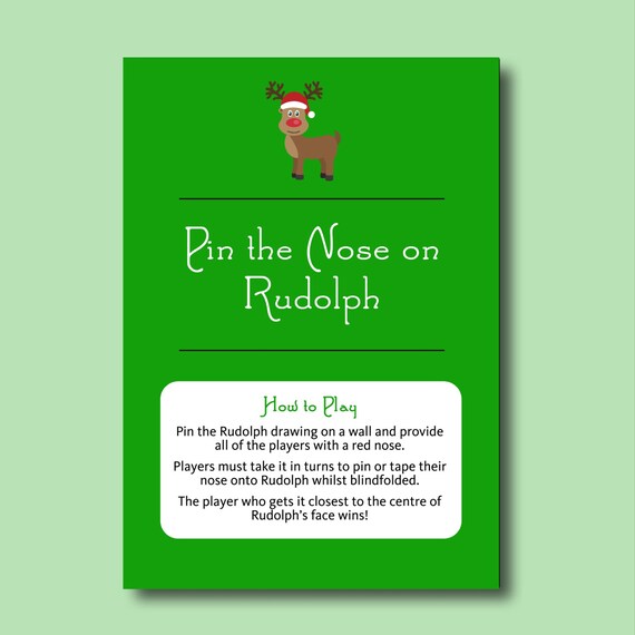 Pin the Nose on Rudolph Christmas Game Fun Printable