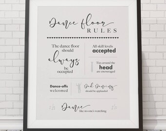Dance floor rules sign Chalkboard Dance Floor Rules Custom