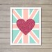 Love Union Jack Glitter Pink Heart 8x10 Instant Download