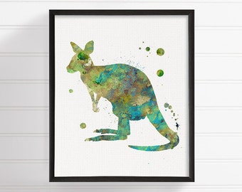 Kangaroo watercolor | Etsy