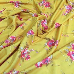 Yellow floral fabric | Etsy