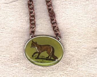 Cute white glass arctic snow fox pendant necklace