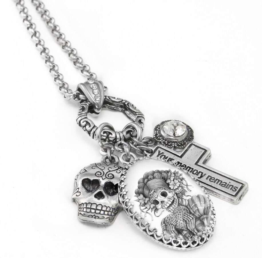 Day of the Dead Necklace Dia de los Muertos Sugar Skull