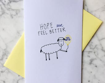 Feel better pun card | Etsy