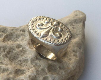 Silver signet ring Signet ring men Oxidized silver ring 18k