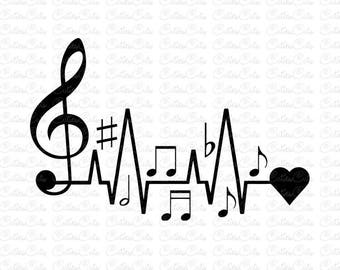 Music heartbeat svg | Etsy