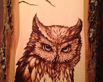 Owl wood burning | Etsy
