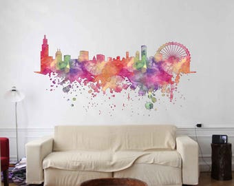 Cityscape wall decal | Etsy