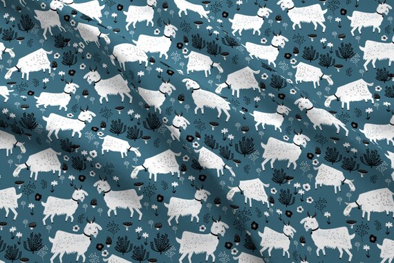 Baby Fabric Goats / Farm Animal Blue Farm Cute Animals Baby
